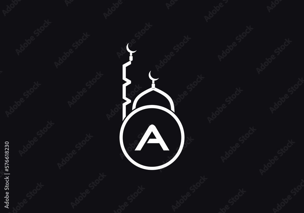 Islamic mosque and minar logo and symbol design with the letter and ...