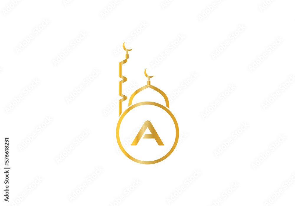 Islamic mosque and minar logo and symbol design with the letter and ...