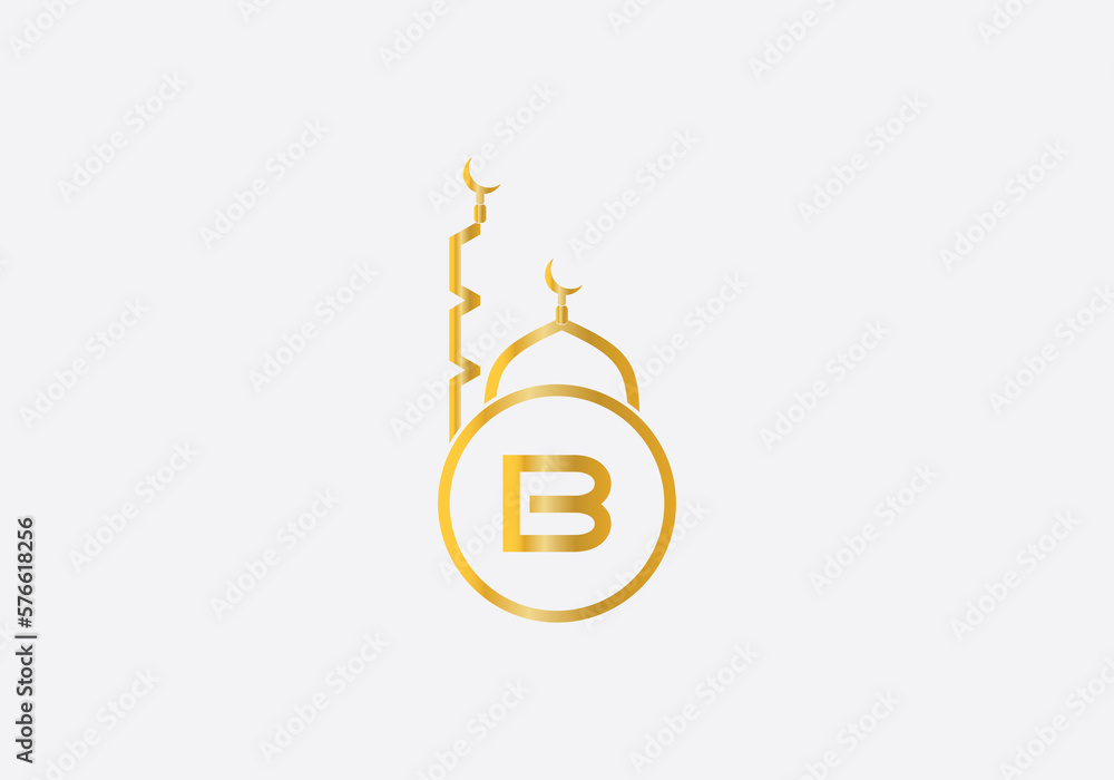 Islamic mosque and minar logo and symbol design with the letter and ...