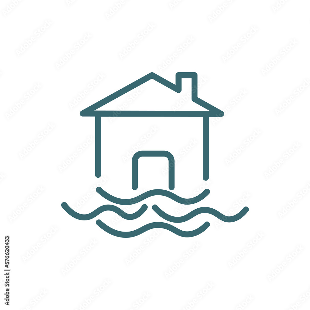 flood risk icon. Thin line flood risk icon from Insurance and Coverage ...