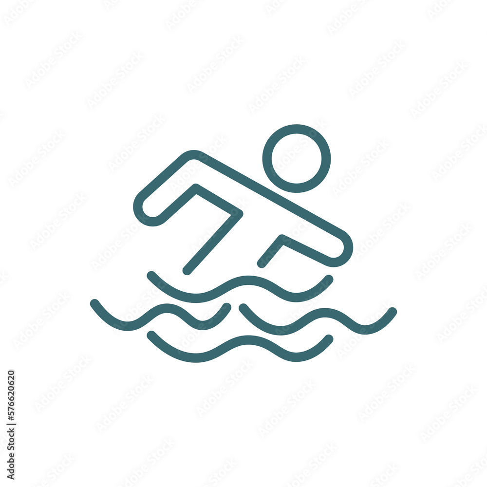 Vecteur Stock swimming figure icon. Thin line swimming figure icon from ...