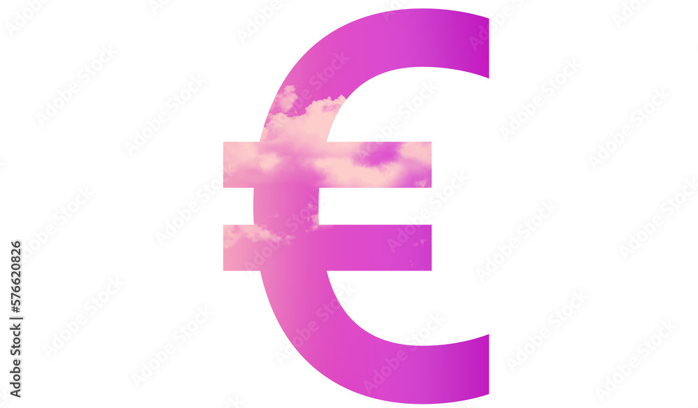 euro font symbol - pink color with cloud - png file - with a ...