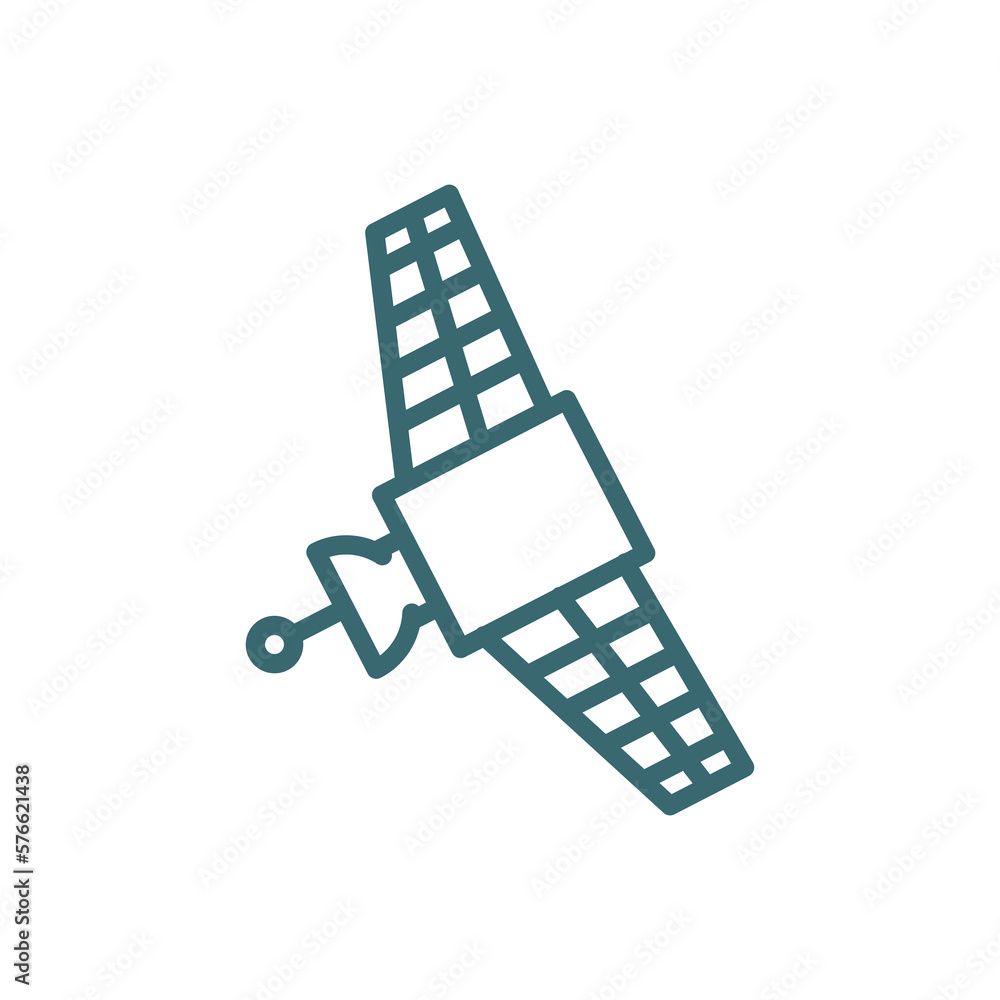 satellite in orbit icon. Thin line satellite in orbit icon from ...