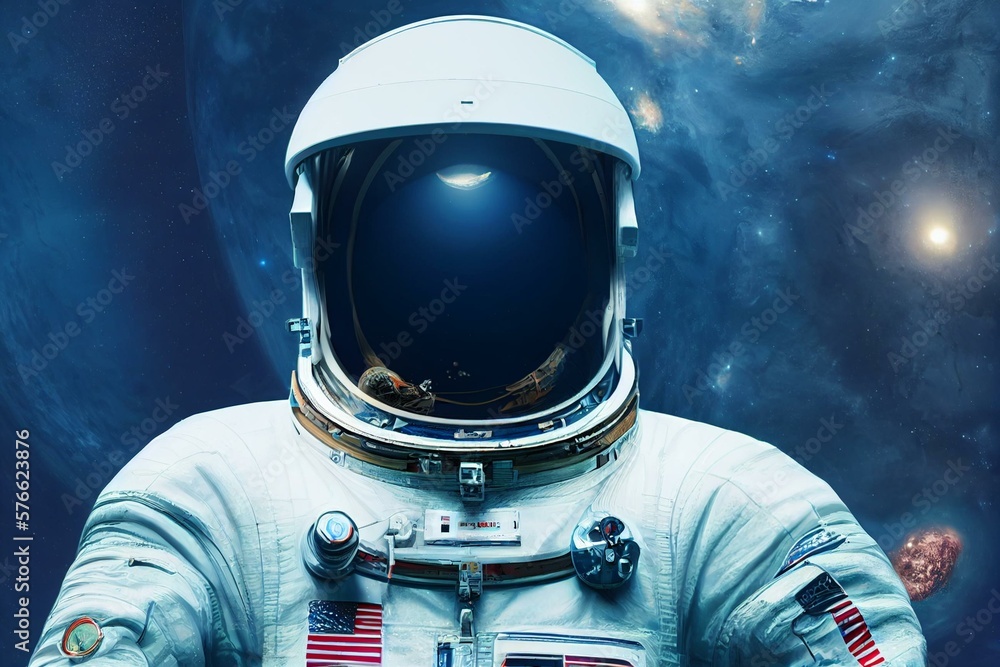 A stunning illustration of an astronaut in a suit exploring the depths ...