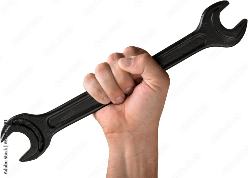 Hand holding a wrench Stock Photo | Adobe Stock