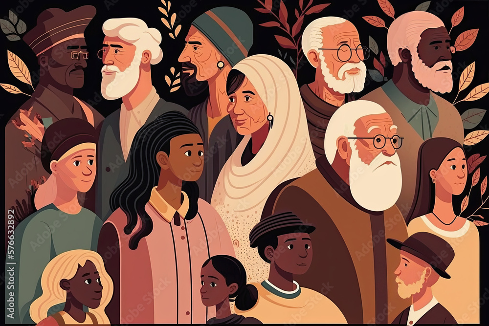 International group of people of different ages, nationalities and ...