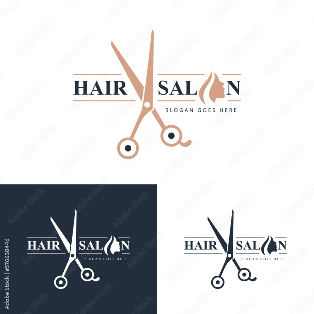 Beautiful salon logo design template. Hairstyle, beauty haircut with ...