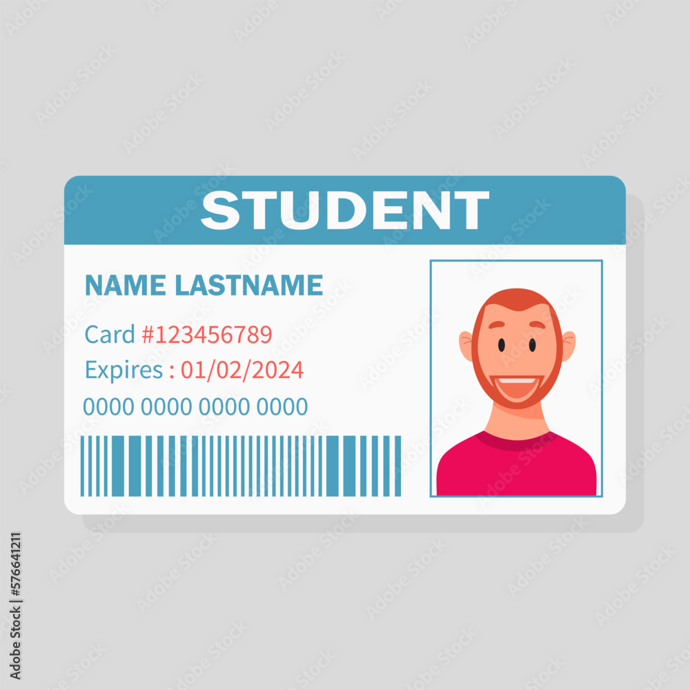 Student id card. University, school, college identity card with photo ...