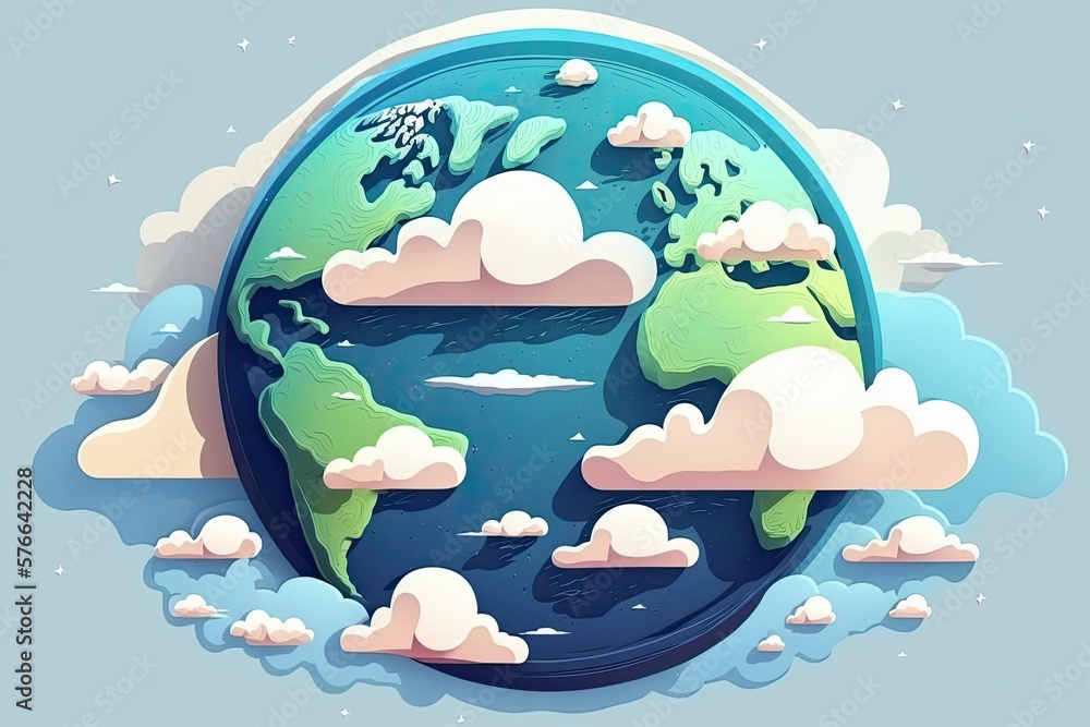 Earth as seen on a cartographic map. Commerce and idea for moving goods ...