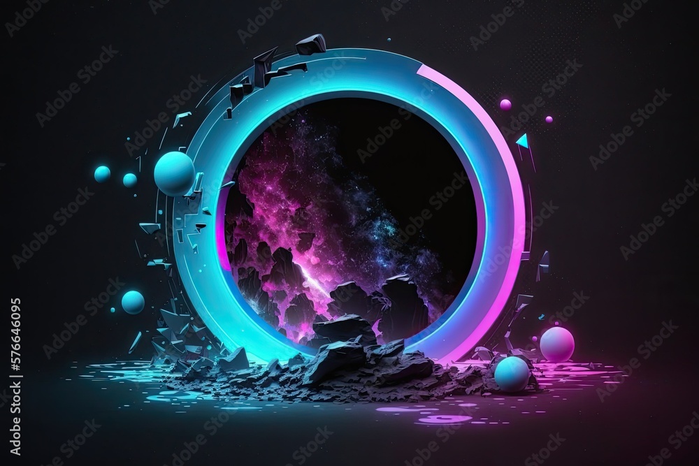 Background, abstract, space, cosmic, portal, portal, pink blue neon ...