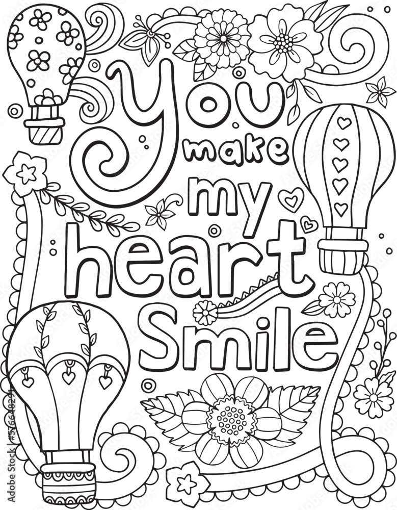 You make my heart smile font with Hot-air balloon and flower elements ...