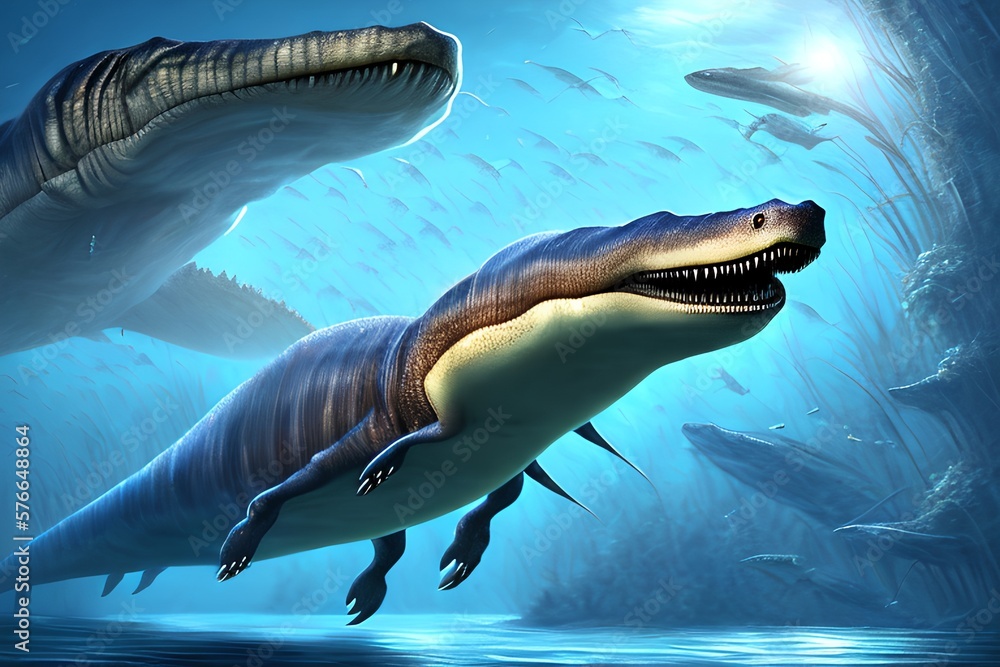 Mosasaurus Dinosaur, Generative AI Illustration Stock Illustration ...