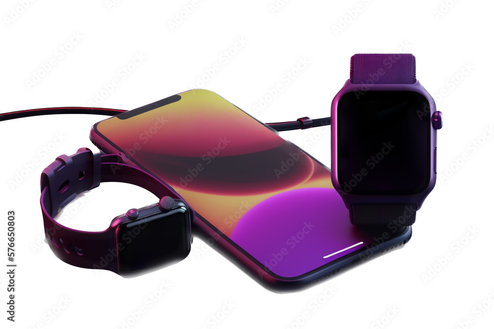 Reverse Bilateral Wireless Charging Concept. iPhone and Apple Watch ...