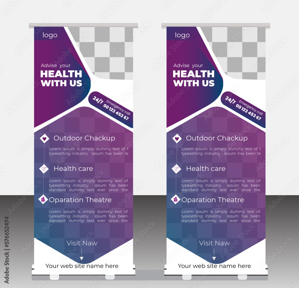Medical roll up banner design Healthcare standee and banner template ...