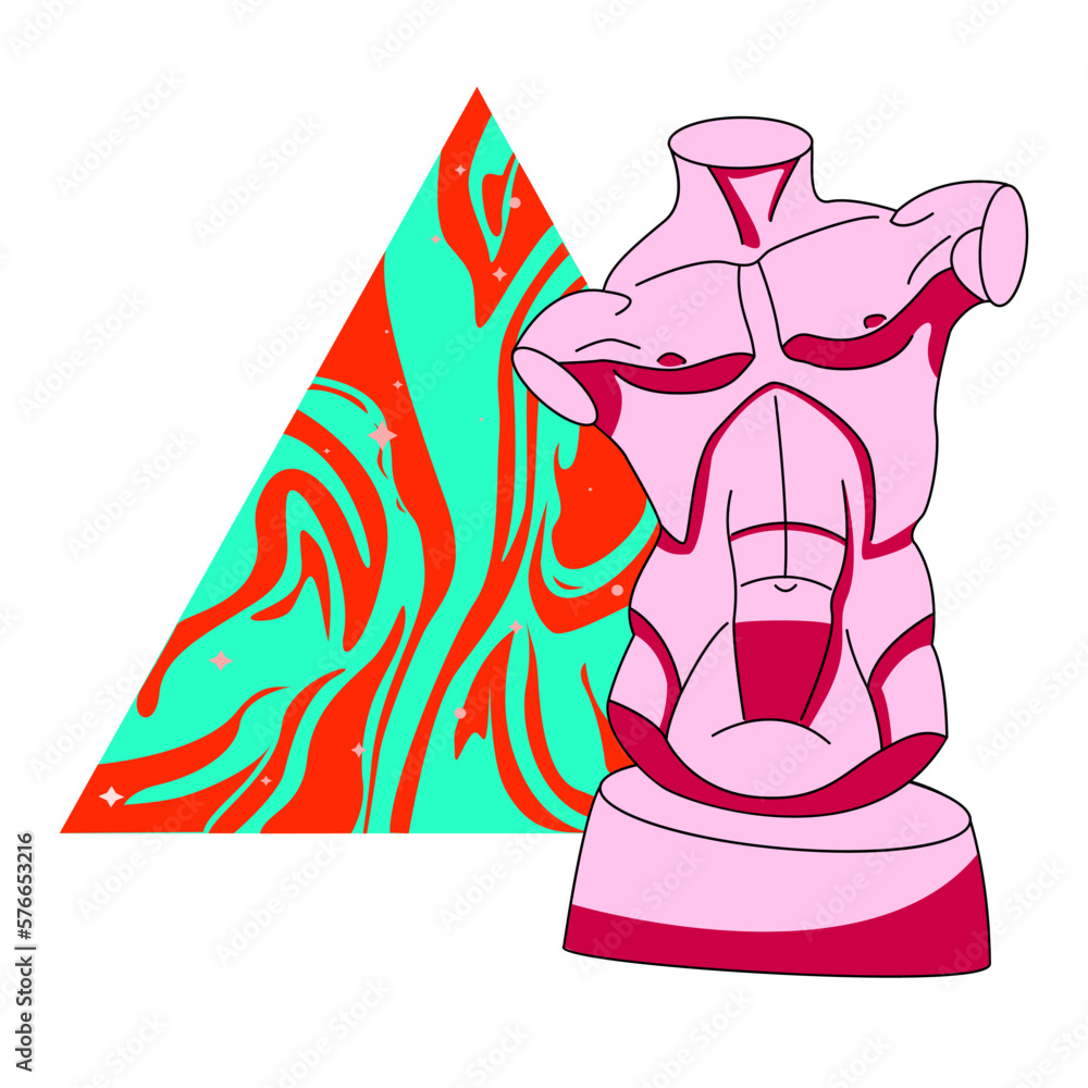 Acid Stickers God Torso. Ancient greek sculptures body with abstract ...