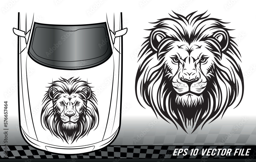 Lion head car hood race car body vinyl sticker vector eps file. Lion ...