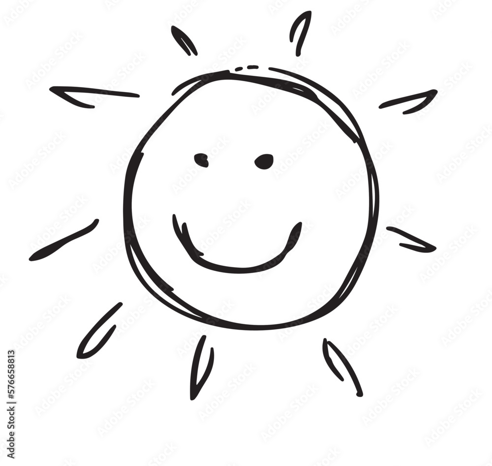 Happy Smiling Sun Vector Illustration Stock Vector Adobe Stock