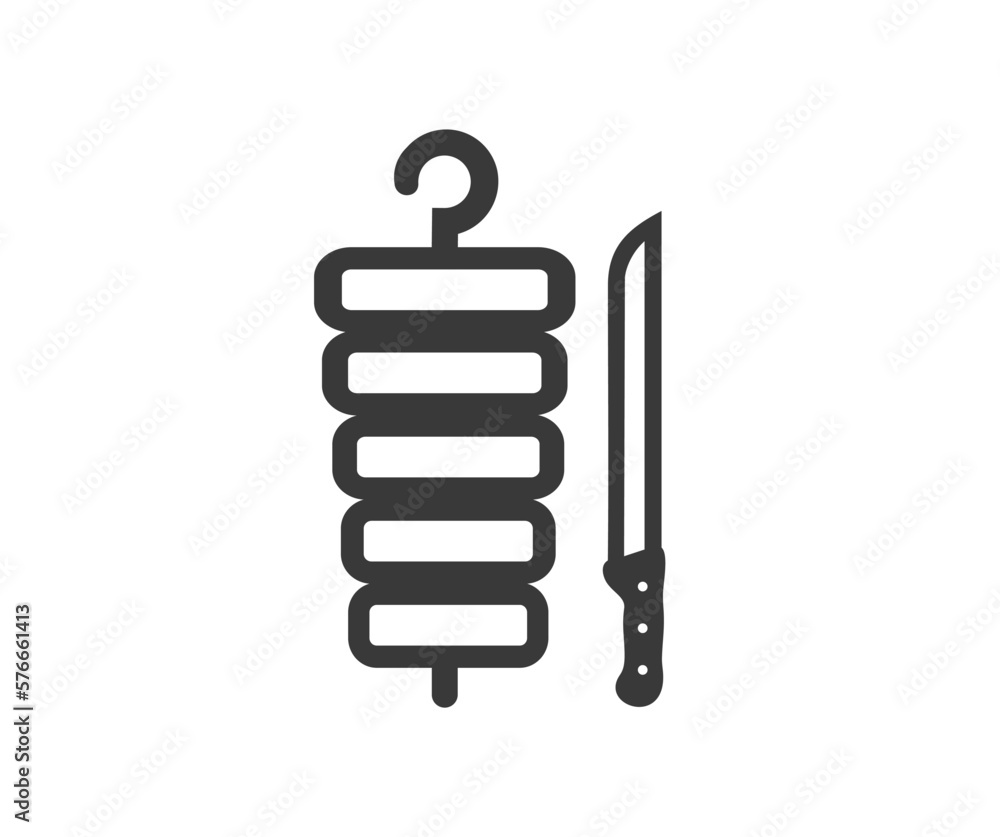 Doner Kebab, Shawarma, icon design. Doner kebab, fast food vector line ...