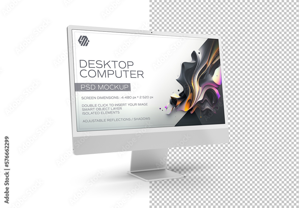 Desktop Computer Mockup Isolated On White Stock Template | Adobe Stock