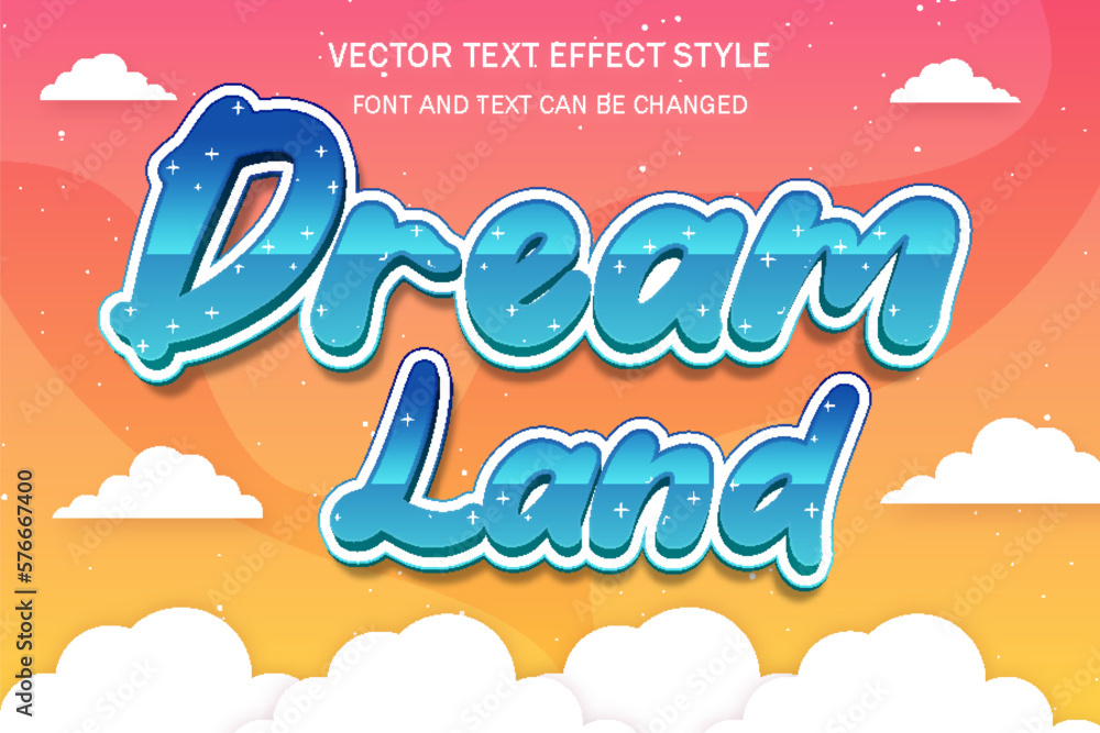 dreamland sparkling fantasy editable text effect font style template ...