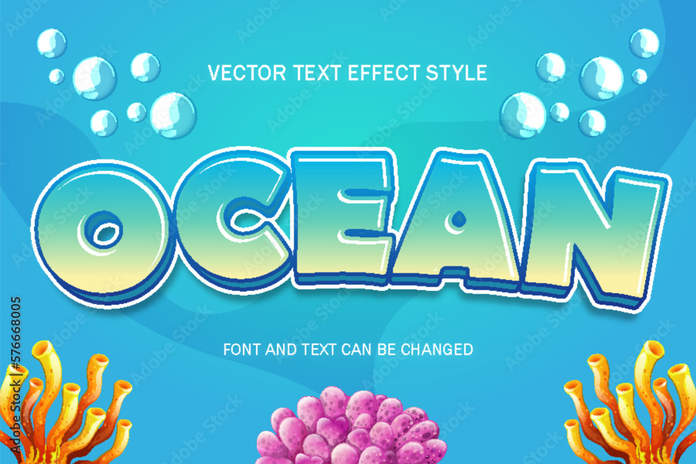 ocean blue sea oceanic typography editable text effect font style ...
