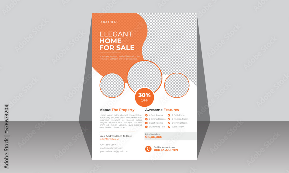Conventional Real estate flyer template. House property flyer poster ...