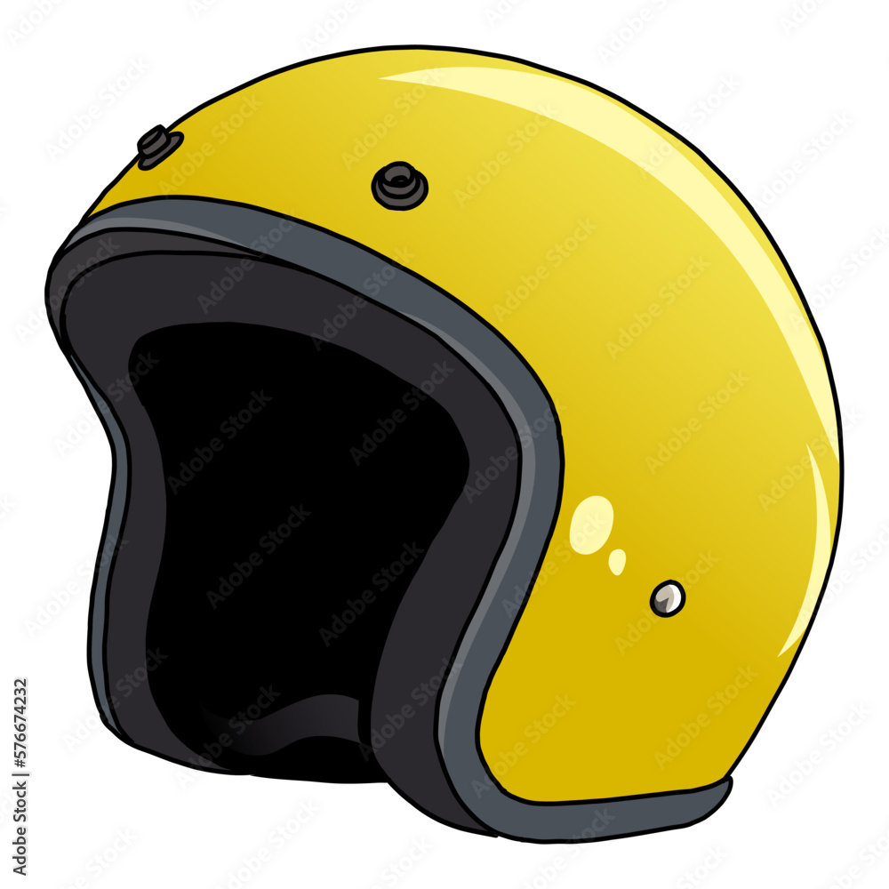 Yellow Motorbike Classic Helmet Retro Vintage Drawing Vector ...