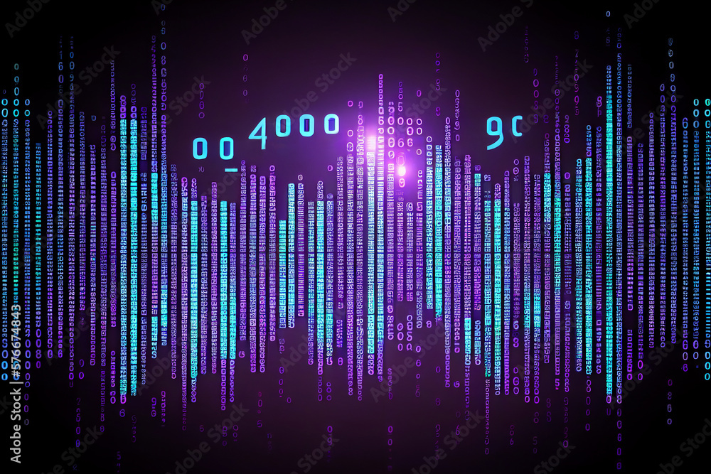 Binary Computer Matrix Code Data Stream Background Showing A Coding Transmission Over The Global
