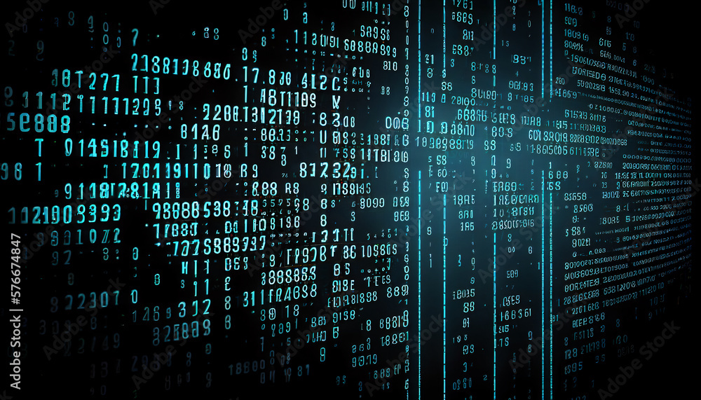 Binary Computer Matrix Code Data Stream Background Showing A Coding Transmission Over The Global