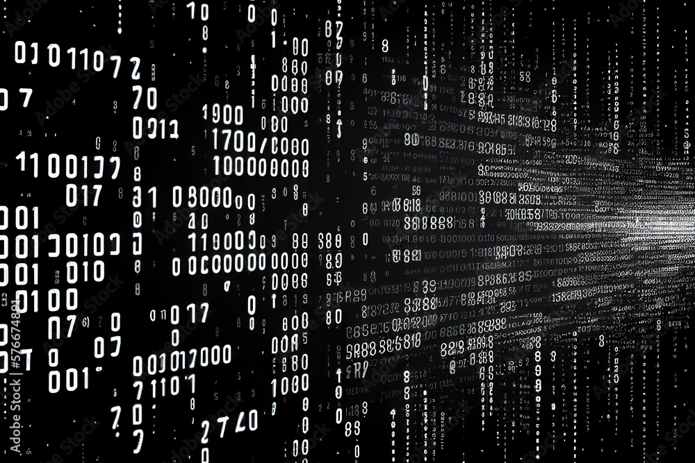 Binary Computer Matrix Code Data Stream Background Showing A Coding Transmission Over The Global