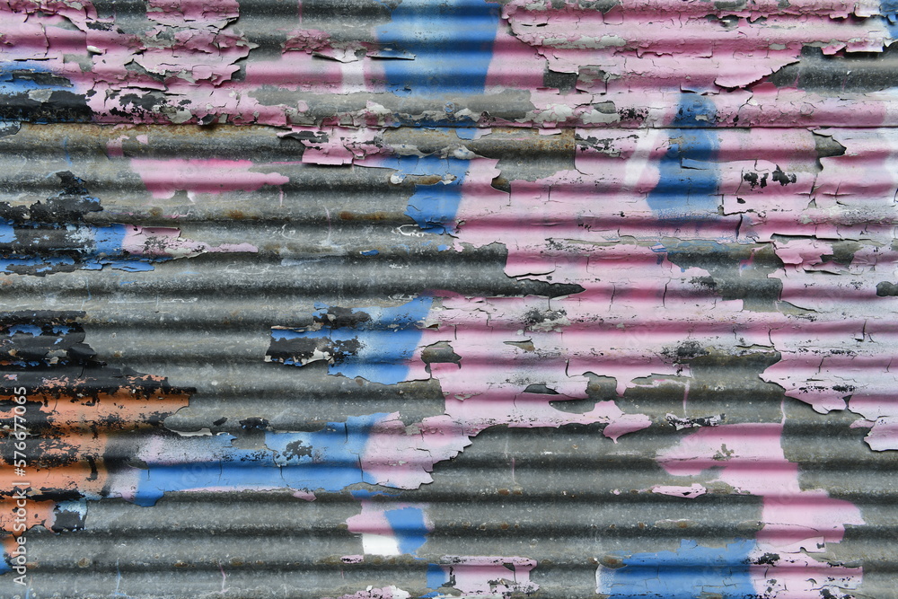 store shutter floor. Colorful shop shutter. Steel shutter door of ...