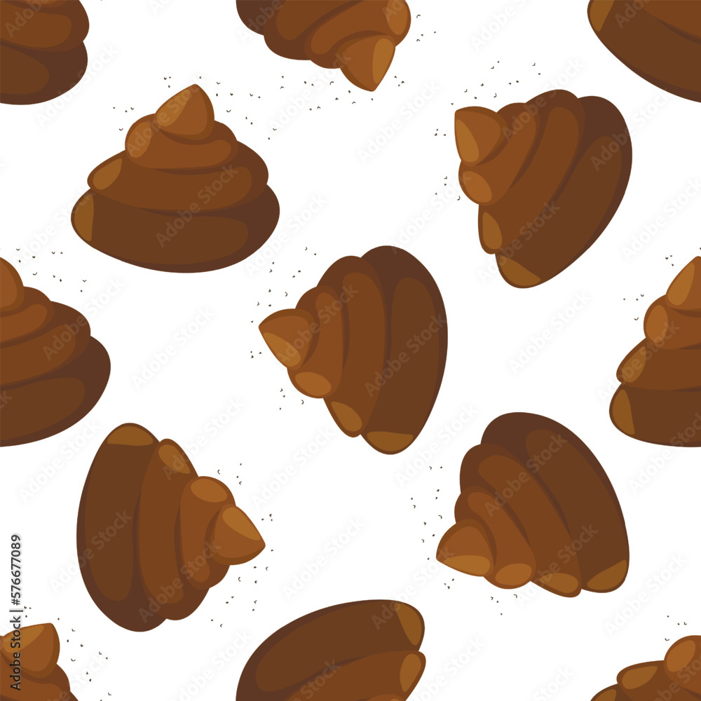 Seamless pattern with kawaii poop on white background. Cartoon poo ...