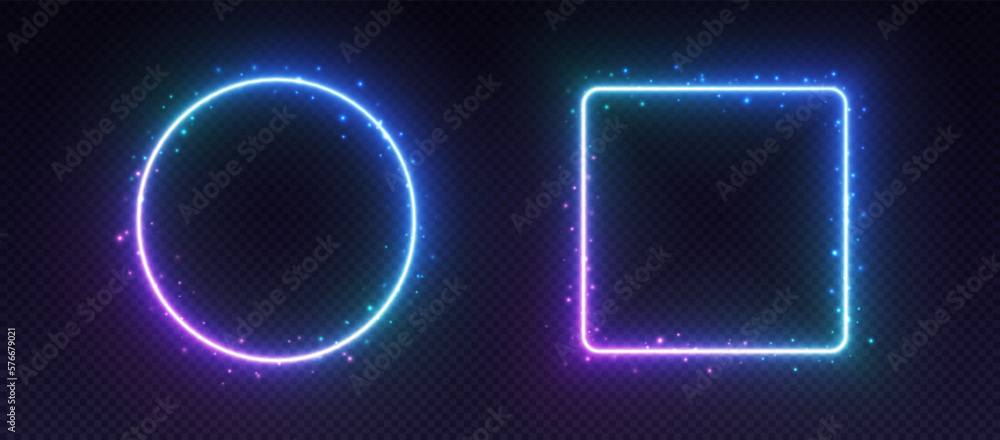 Gradient neon frames, glowing borders with smoke and sparkles, led ...