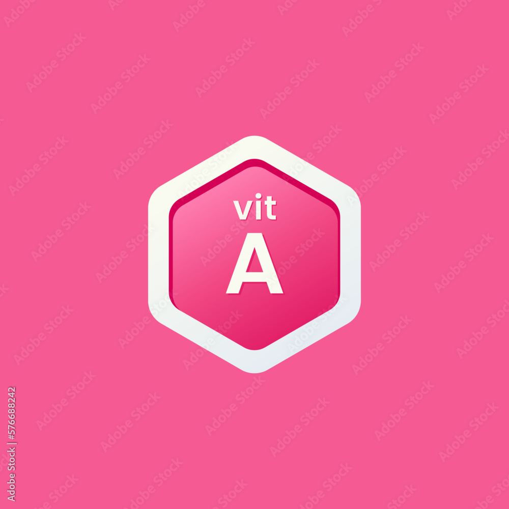 Vitamin A Label Logo Vector or Vitamin A Icon Vector on Pink Background ...