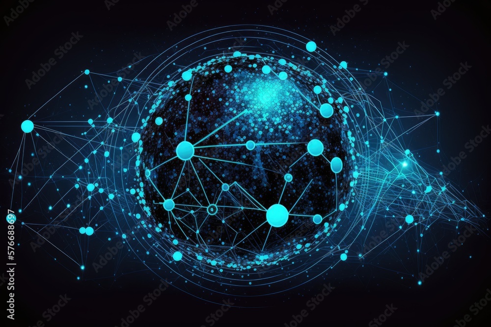 Connecting dots and lines form an abstract background centered on ...