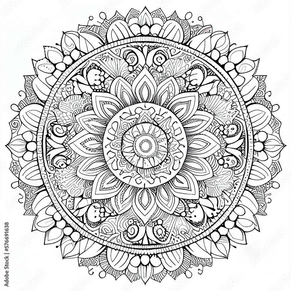 Mandala patterns for coloring book page, AI generative Stock ...