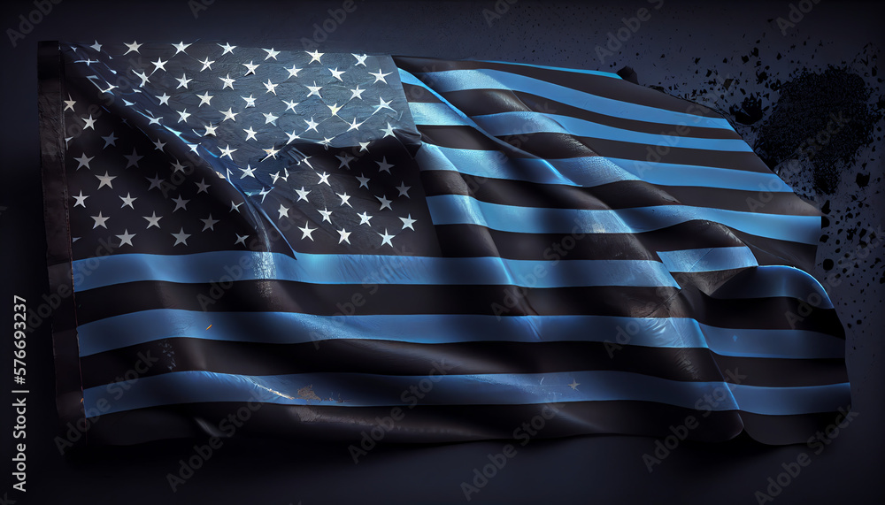 American Flag with Thin Blue Line. Generative AI Stock Illustration ...
