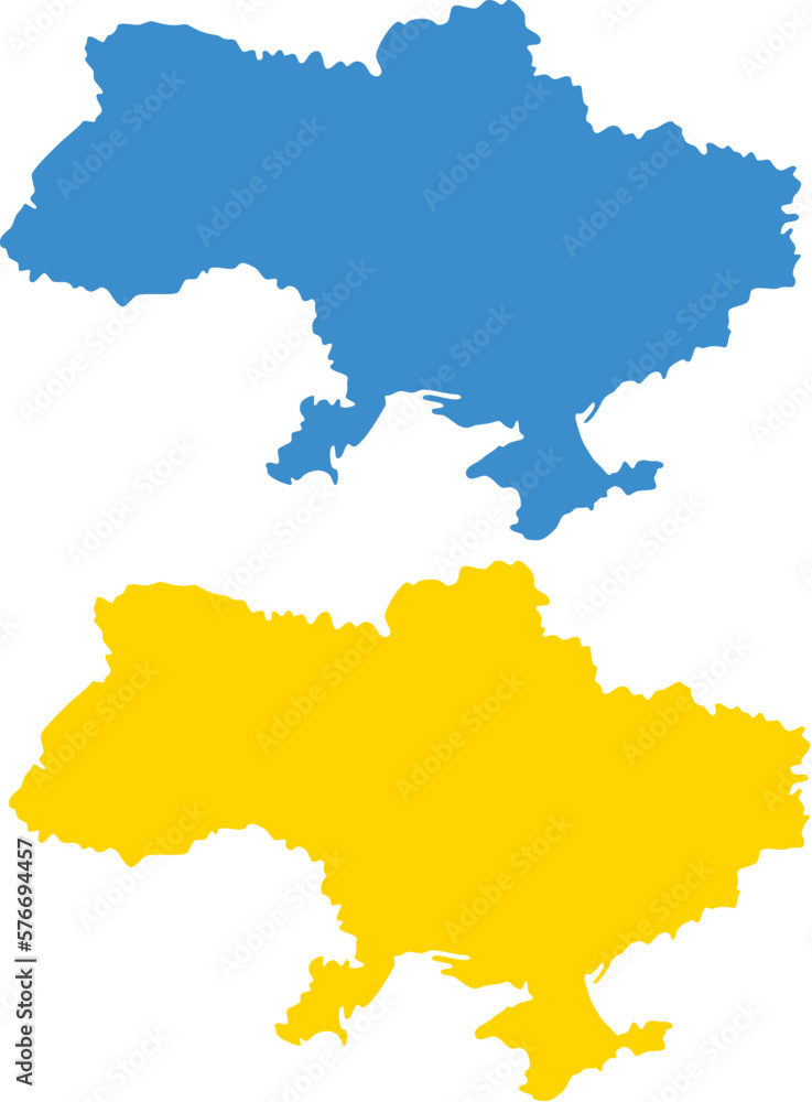 Map of Ukraine, Ukrainian map yellow and blue flag, contour map, set of ...