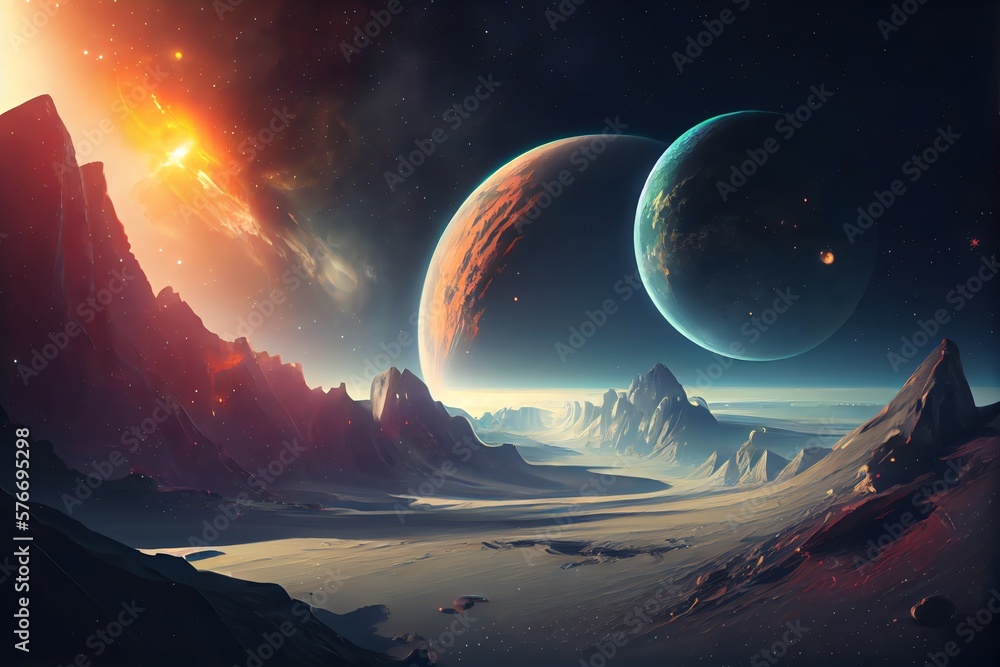 ภาพประกอบสต็อก Space Planets Background. Distant Planetscape In Cosmos ...