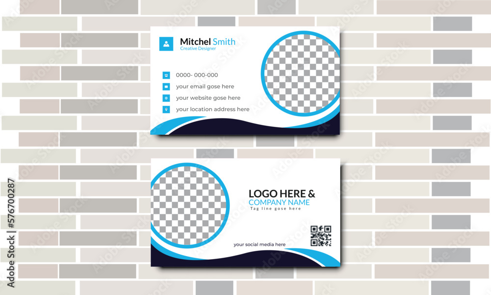 Corporate business card design, simple & clean name card vector ...