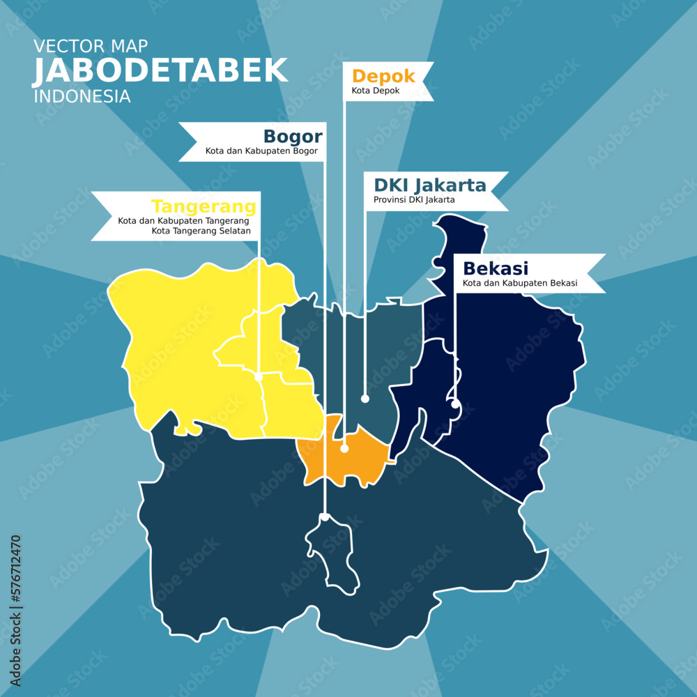 THE MAP OF JABODETABEK Stock Vector | Adobe Stock