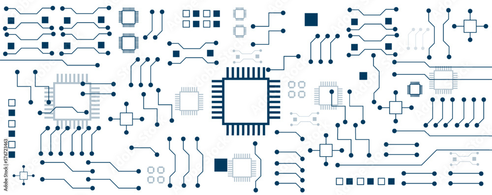 Blue circuit electronic or electrical line circuit board with element ...