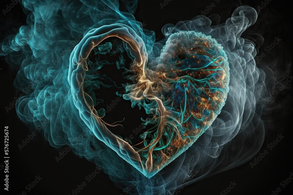 Cigarette smoke in the shape of a heart , concept of Heart Disease and ...