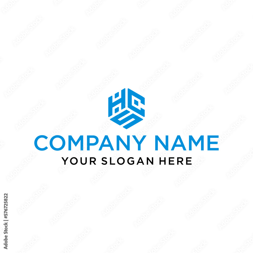 HCS letter logo in the form of hexagons and cube logos with letter designs for corporate ...