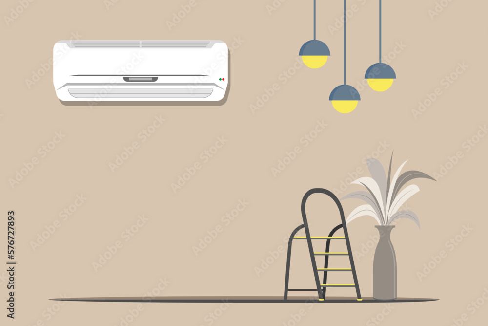 Air conditioner background isolated on Beige background. Adjusting the ...