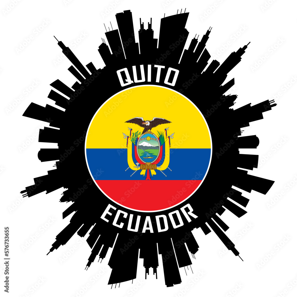 Quito Ecuador Flag Skyline Silhouette Quito Ecuador Lover Travel ...