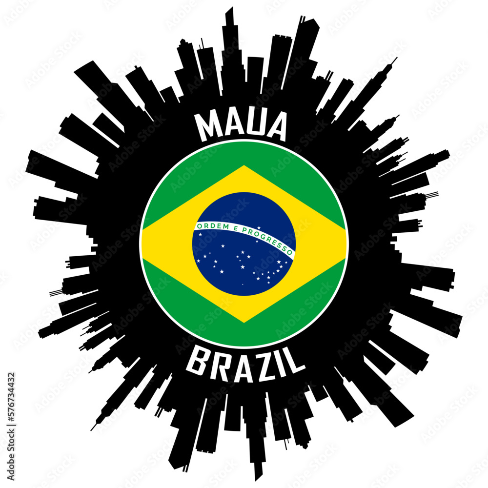 Maua Brazil Flag Skyline Silhouette Maua Brazil Lover Travel Souvenir ...