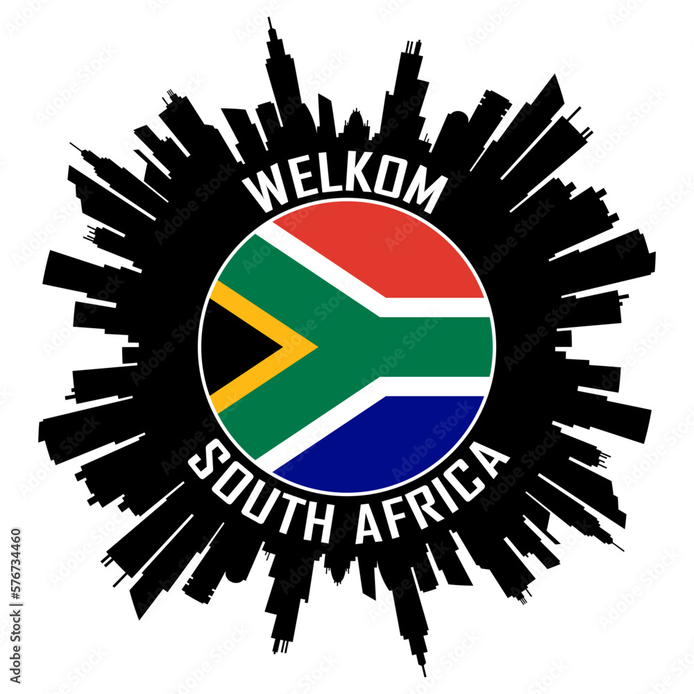 Welkom South Africa Flag Skyline Silhouette Welkom South Africa Lover ...