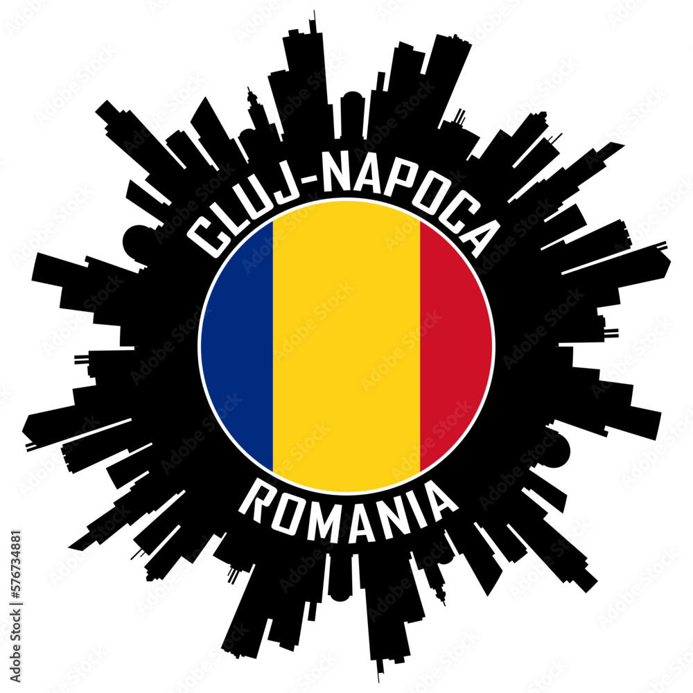 Cluj-Napoca Romania Flag Skyline Silhouette Cluj-Napoca Romania Lover ...