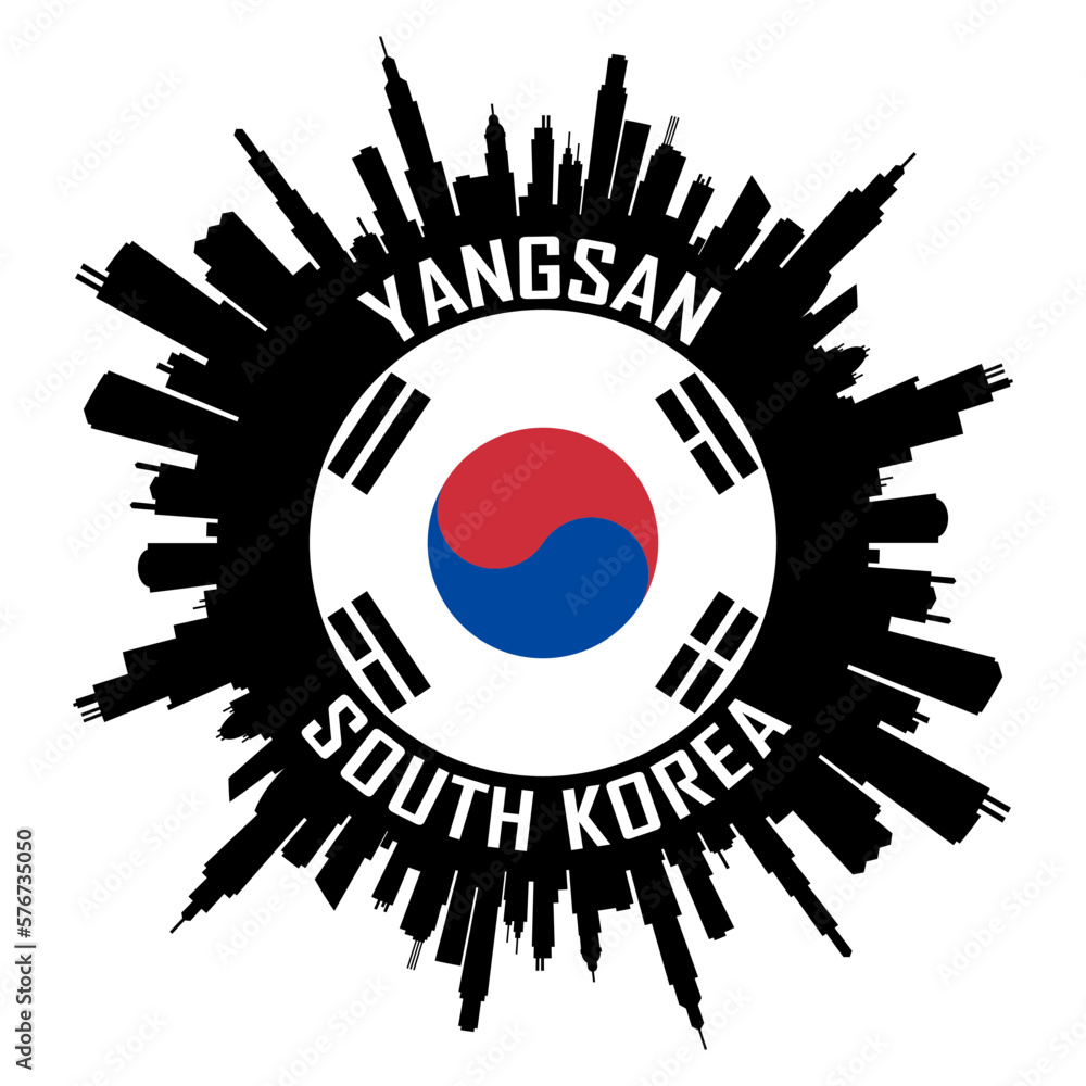 Yangsan South Korea Flag Skyline Silhouette Yangsan South Korea Lover ...